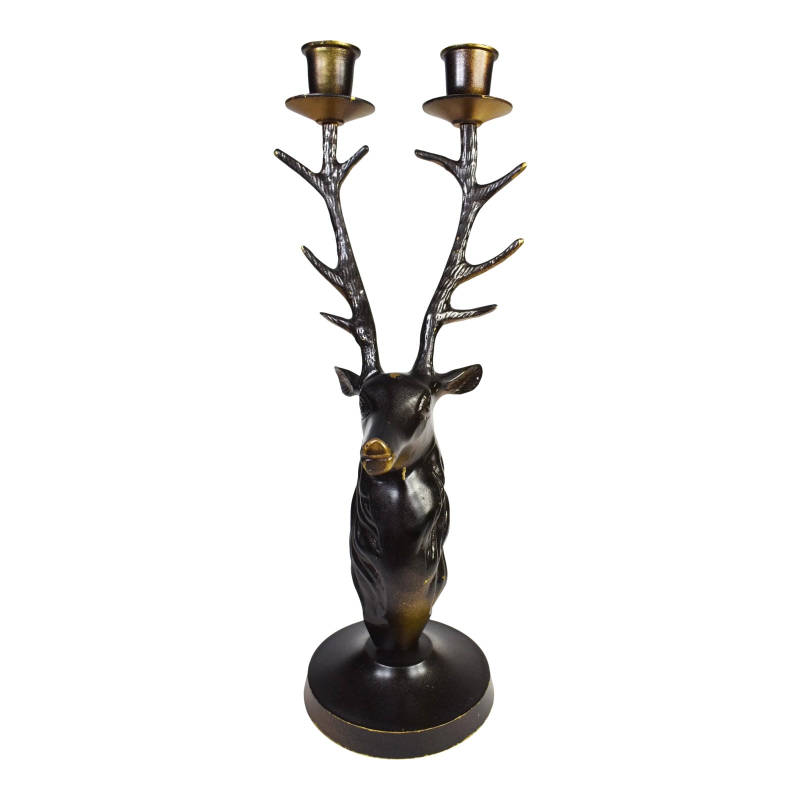 Vintage Brass Stag Hart Deer Candle Holder Candelabra | Chairish