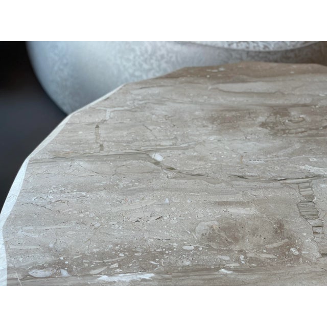 1980s Travertine Scalloped Edge Postmodern Dining Table | Chairish