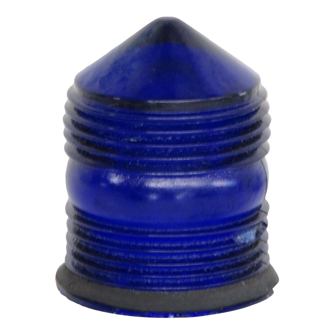 Cobalt Blue Glass Railroad Runway Lantern Lens Dome Light Cover | Chairish