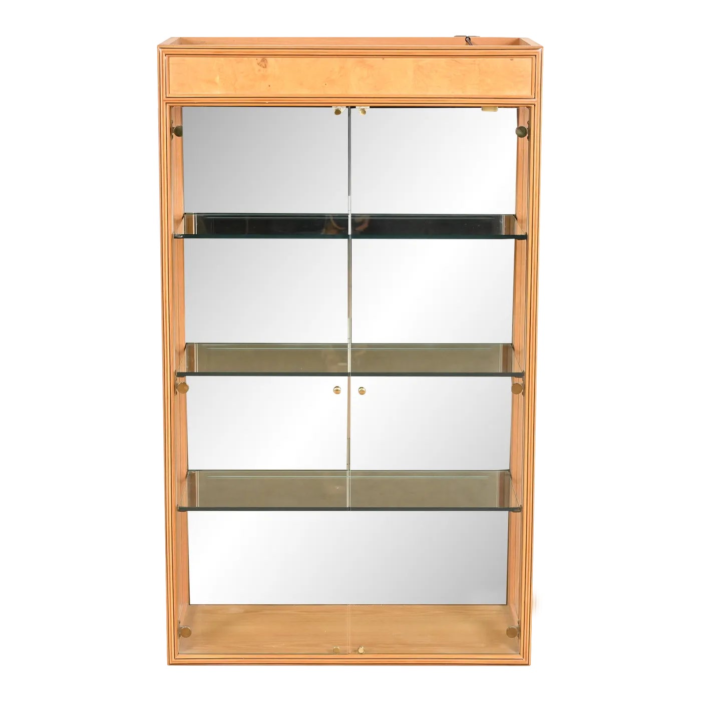 Milo Baughman Style Burl Wood Lighted Bookcase or Display Cabinet by ...