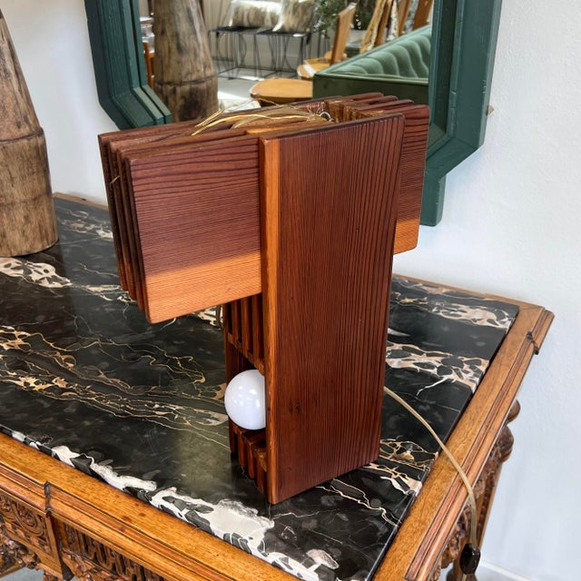 Mid-Century Slat Wood Wall Lamp | Chairish