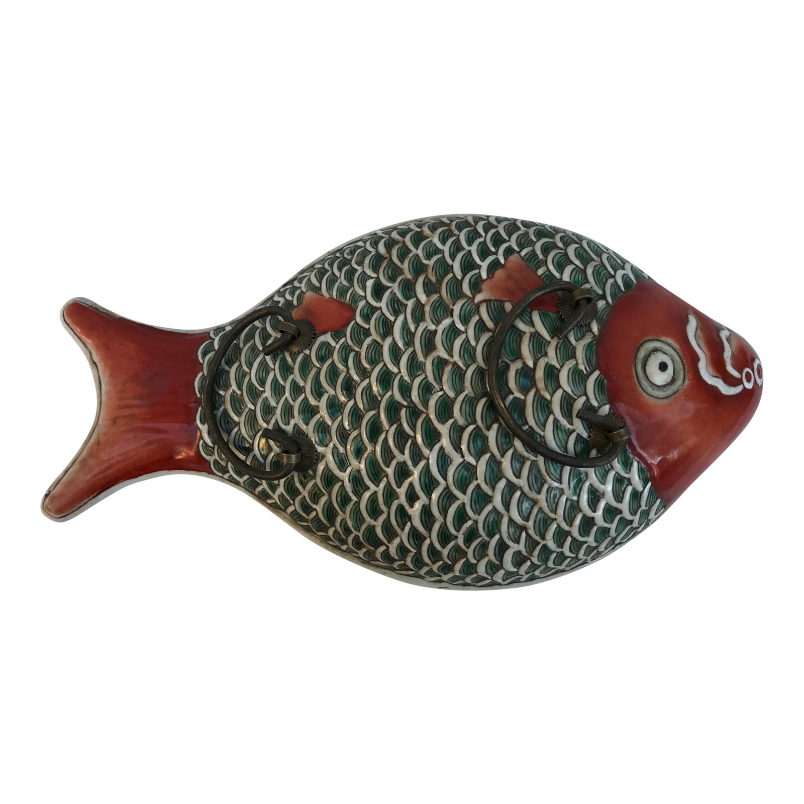 Chinese Colorful Fish Porcelain Serving Dish | Chairish