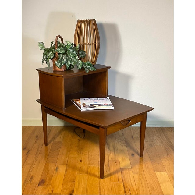 Mid-Century Modern Walnut Heritage Lamp Table, Step Table, End Table ...