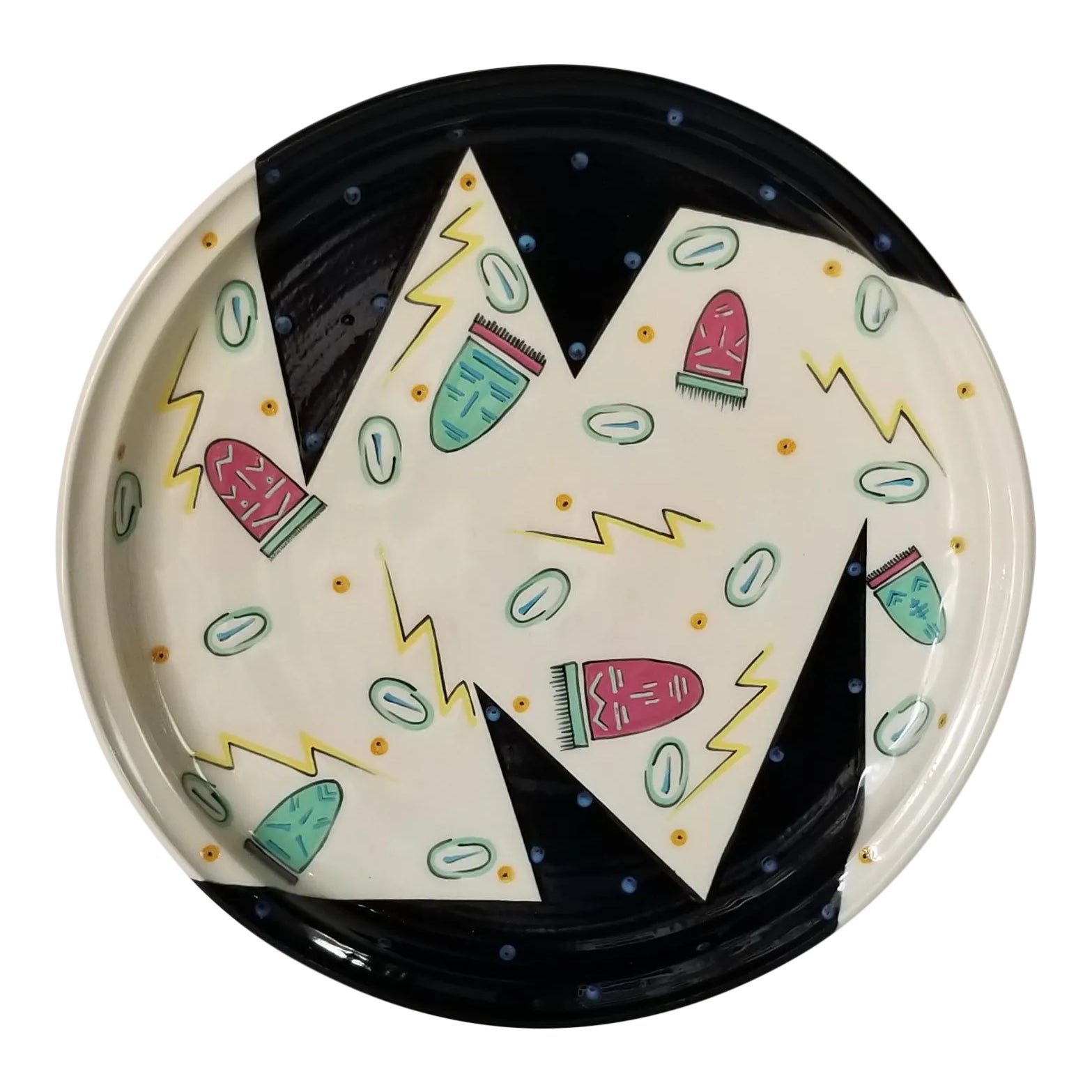 1980s Kelly Swope Postmodern-Style Hand-Painted Decorative Pottery ...