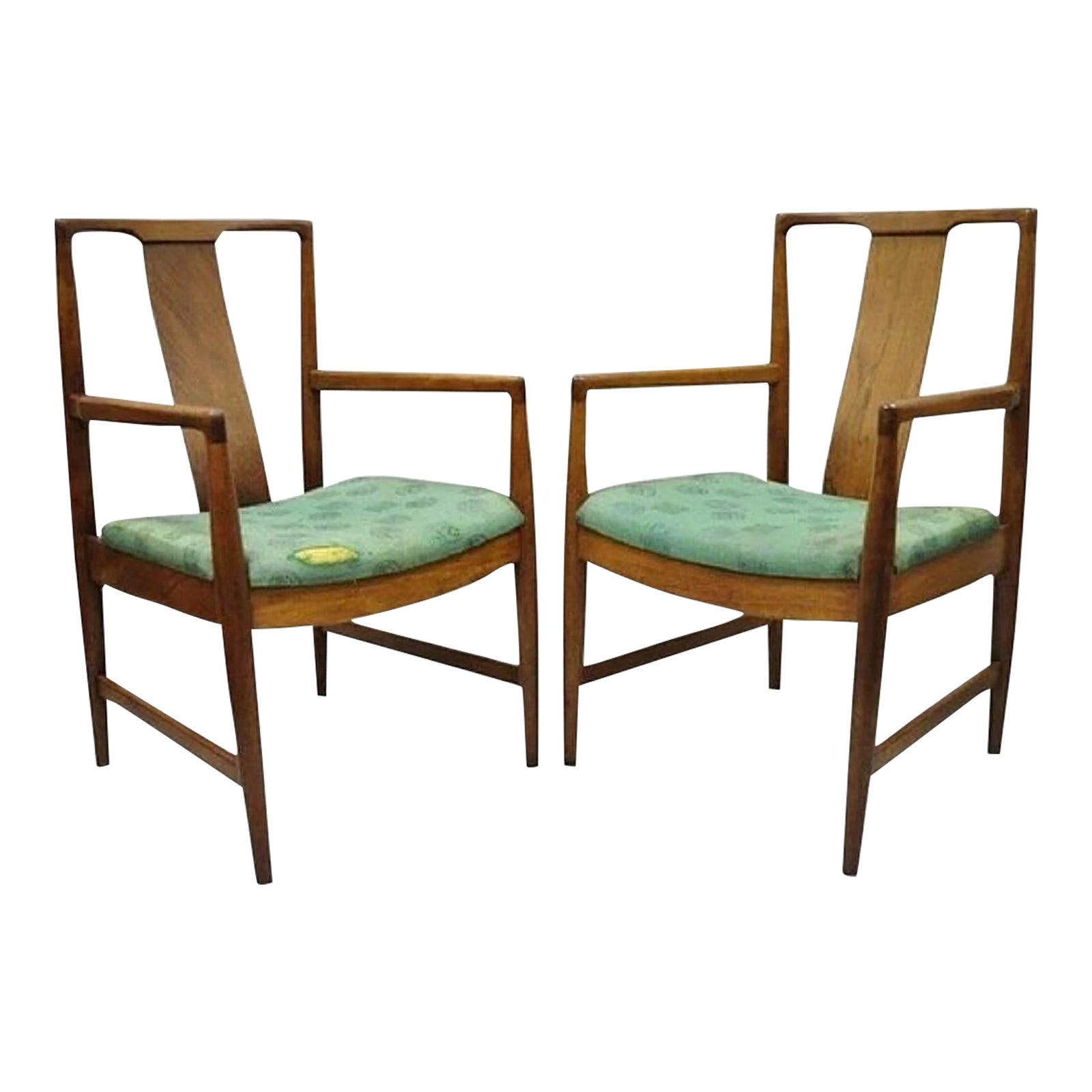 Vintage Mid Century Modern John Stuart Style Walnut Curve Back Dining ...