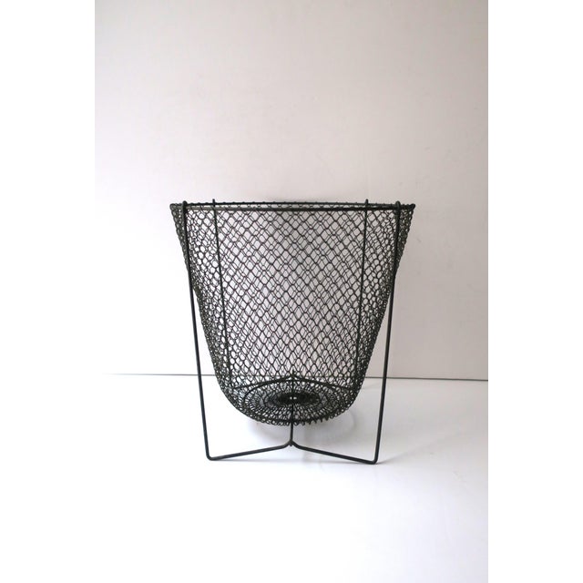 Black Metal Mesh Wire Wastebasket Trash Can | Chairish