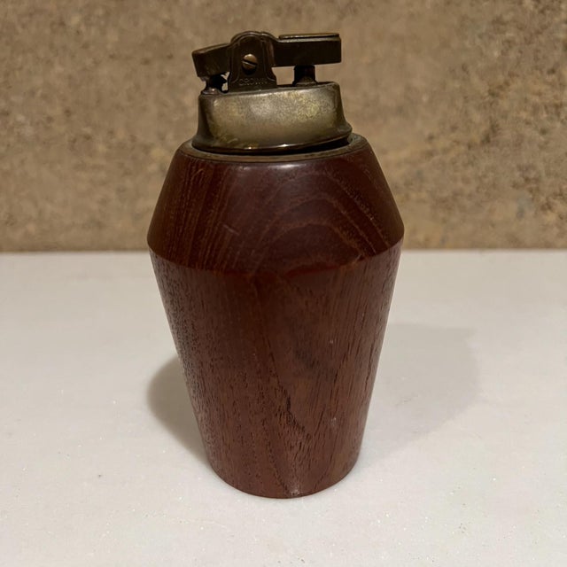 1960s Mid-Century Modern Table Cigarette Lighter in Teakwood B V Norway ...