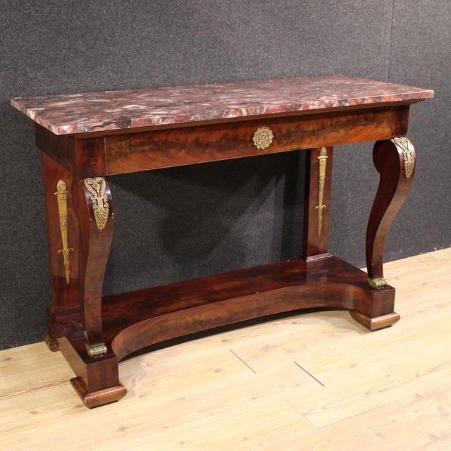 Italian Empire Style Console Table with Marble Top, 1880s | Chairish
