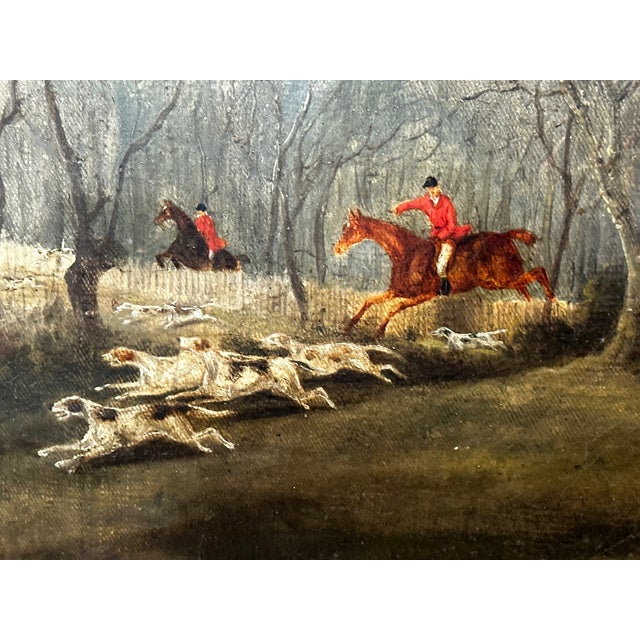 Mid 19th Century Victorian Oil Painting of a Bay Hunter Horse Pursued ...