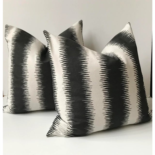 Jagged Striped Modern Black & Off White Pillows- a Pair | Chairish