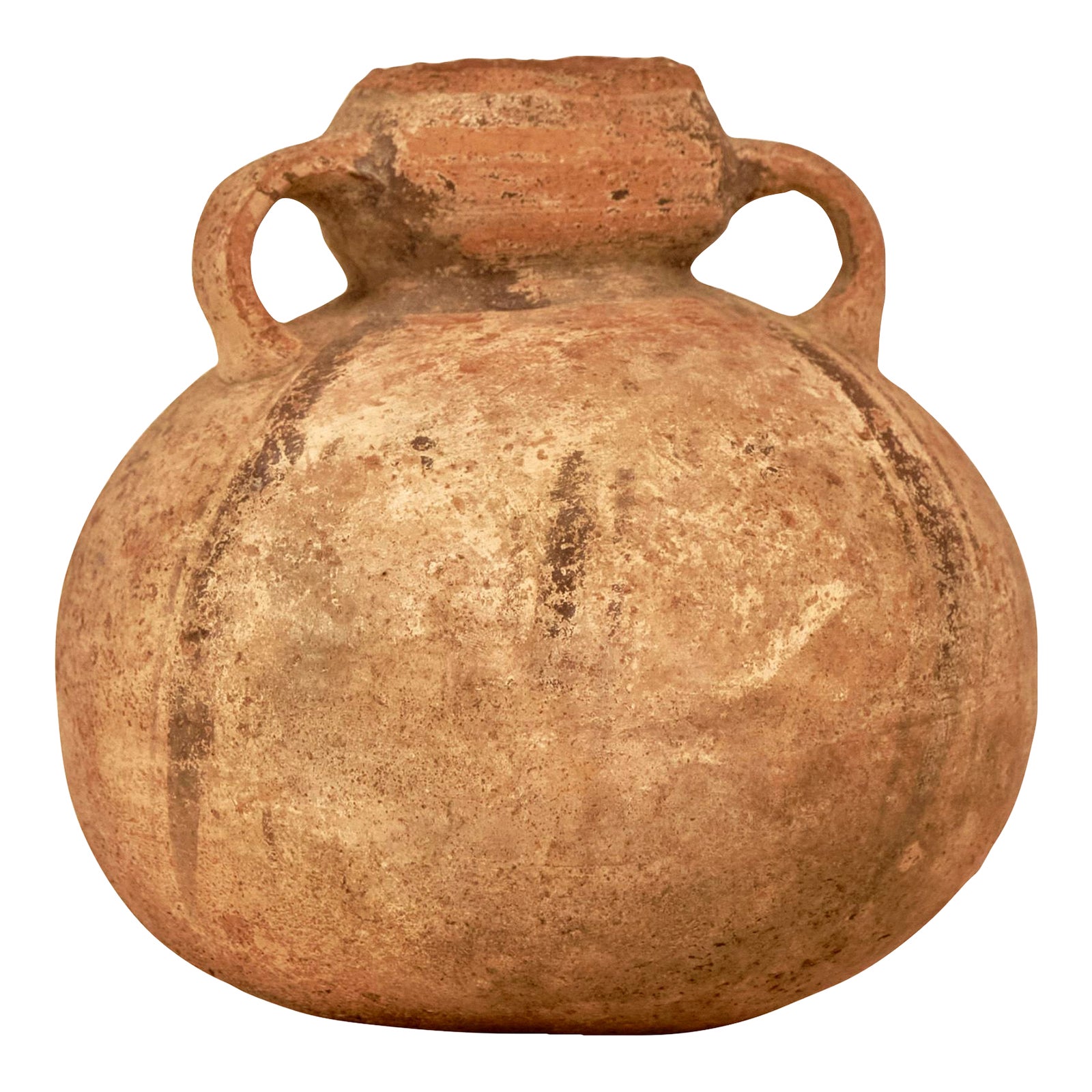 1960s Ceramic Vessel With Double Ribbon Handle | Chairish