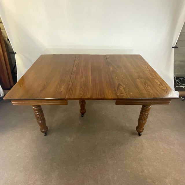 19th Century English Antique Oak Farmhouse Five-Legged Dining Table ...