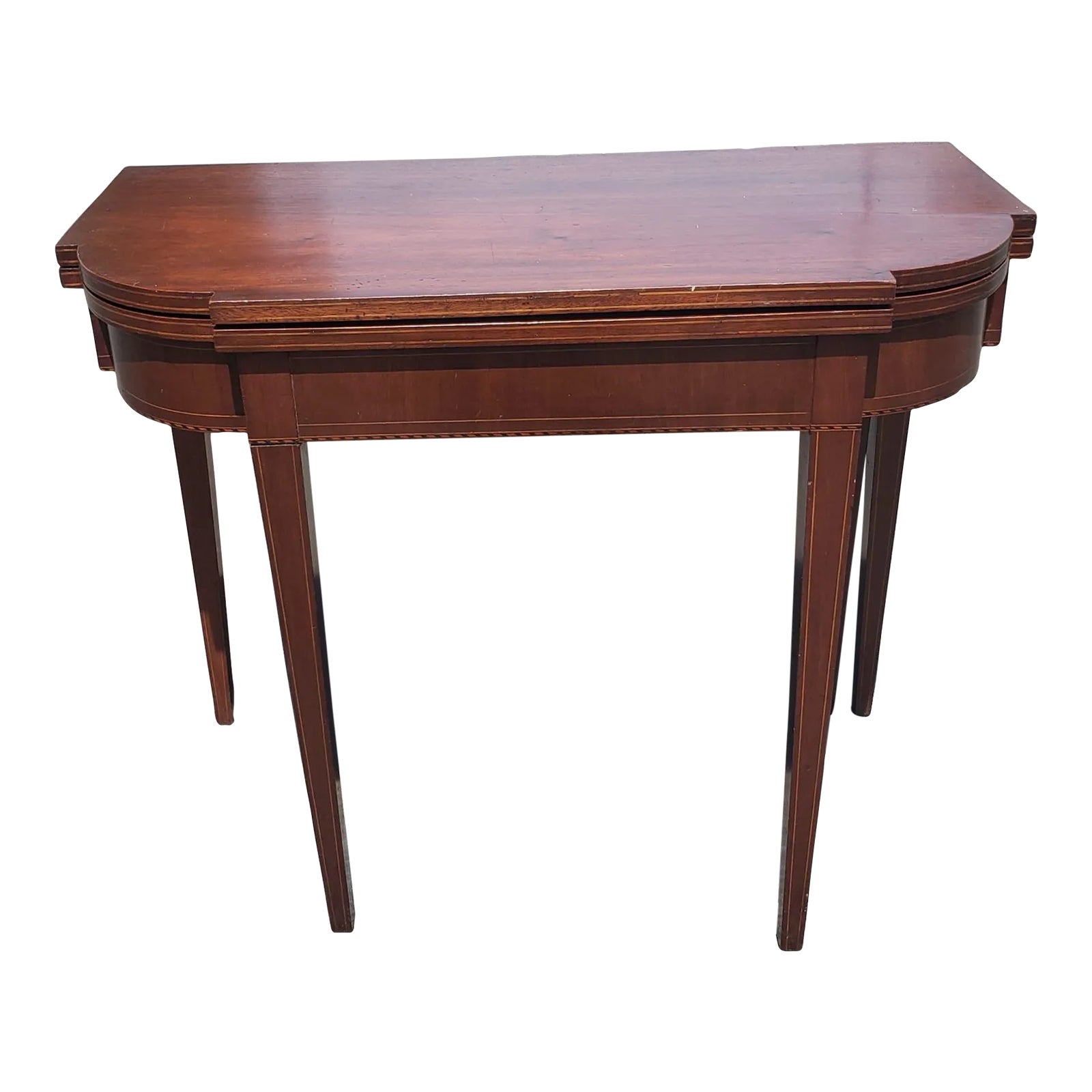 Federal Style Inlaid Mahogany Fold-Top Game / Console Table, Circa ...