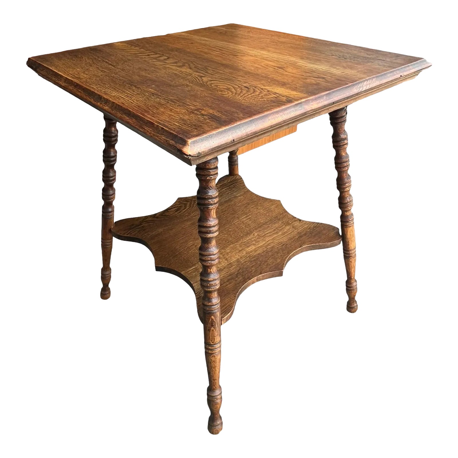 Late 19th Century Early American Antique Tiger Oak Two Tiered Side ...