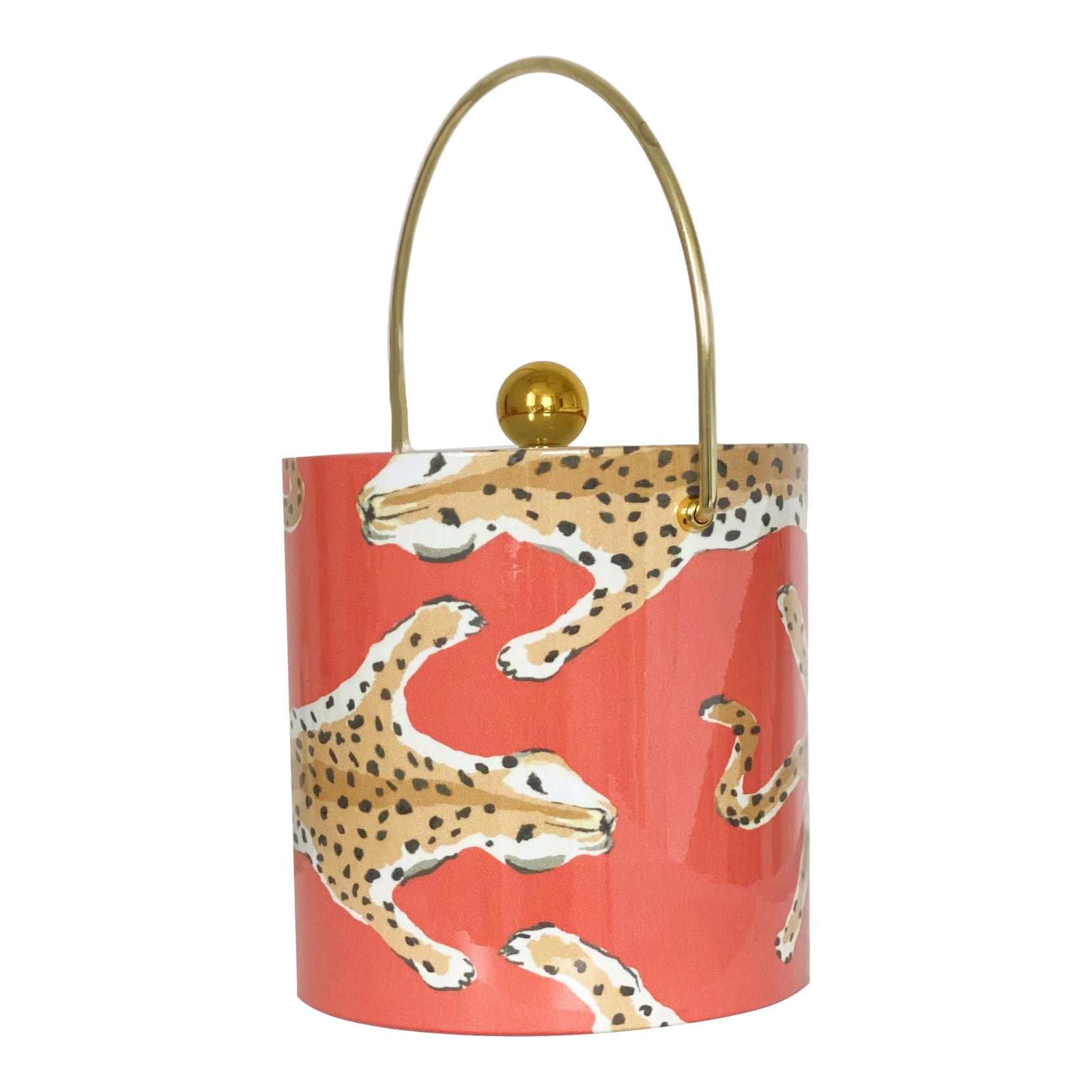 Contemporary Orange Leopard Ice Bucket | Chairish