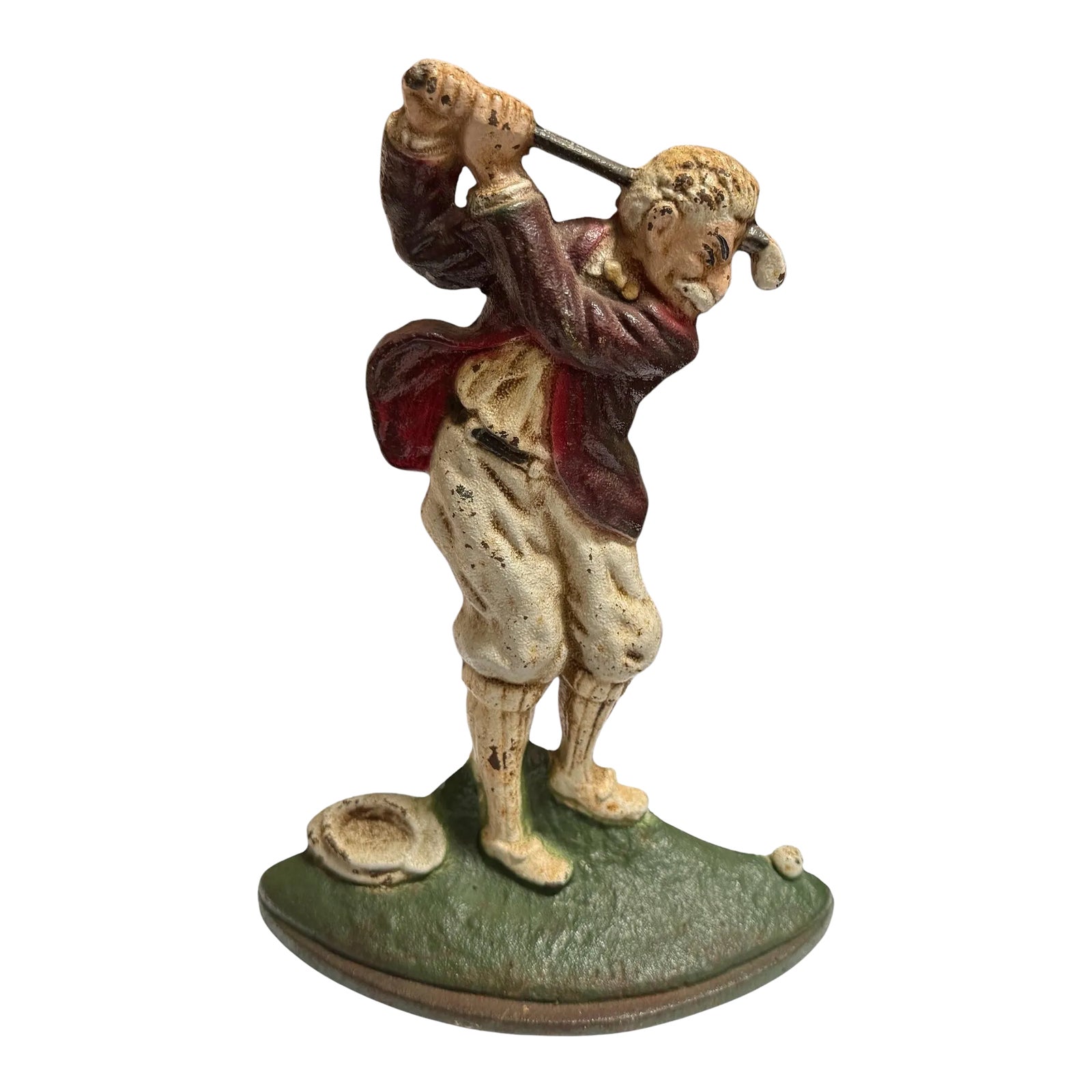 Rare John Wright Antique Cast Iron Golfer Doorstop | Chairish
