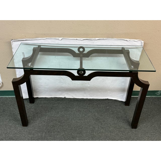 Custom Design Architectural Metal + Glass Console Table | Chairish