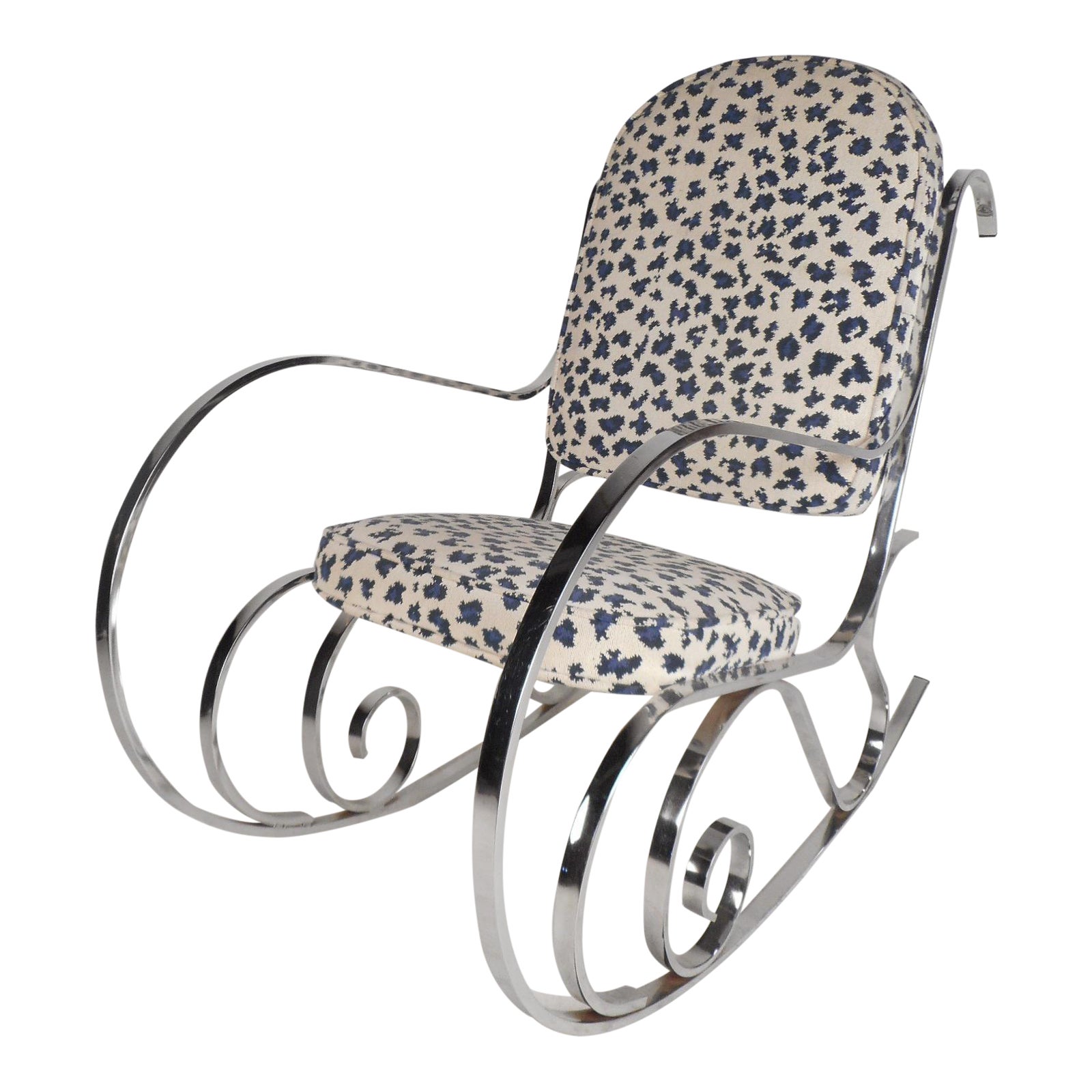 Vintage Modern French Rocking Chair with a Chrome Base | Chairish
