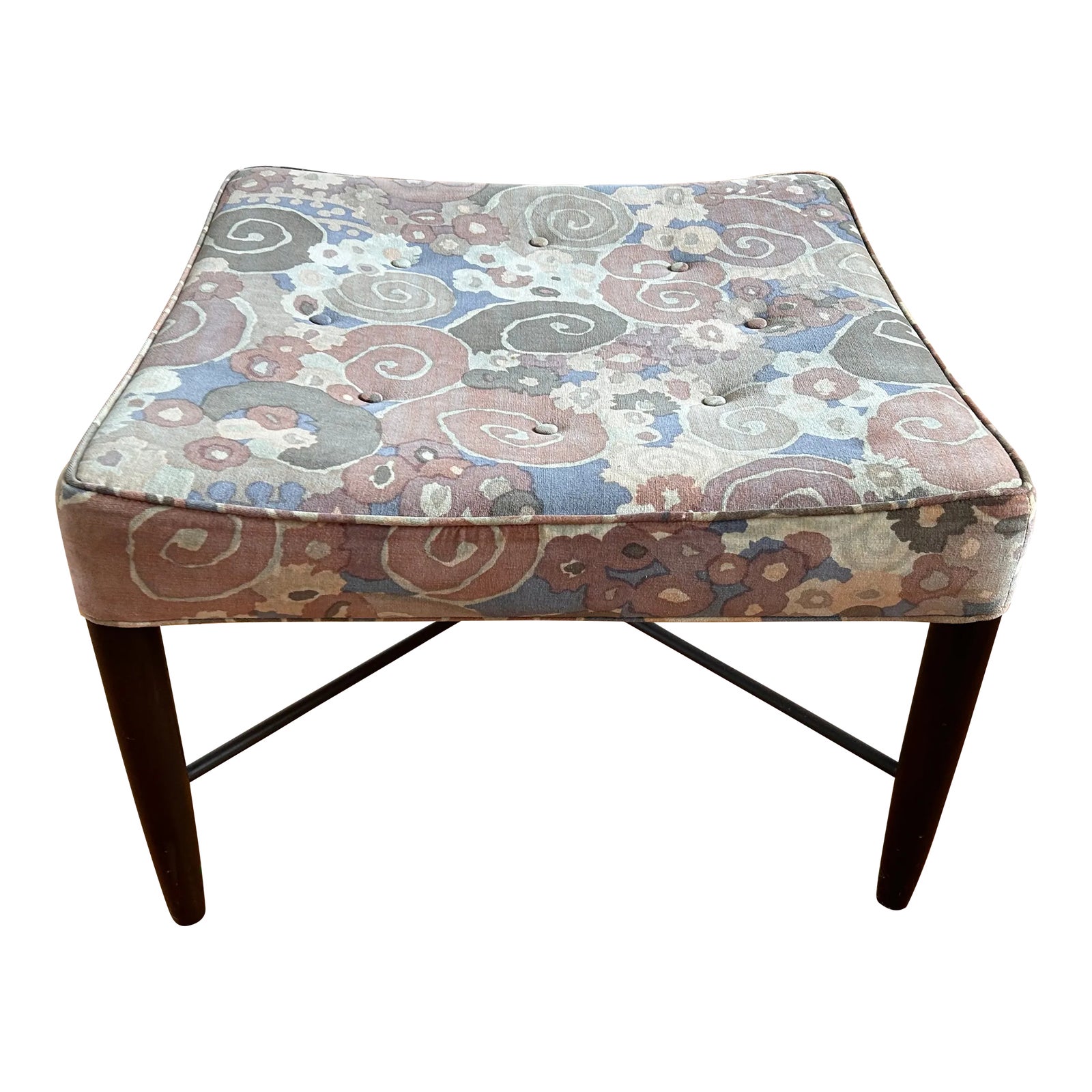 1950s Dunbar Thebes Ottoman by Edward Wormley With Original Jack Lenor ...