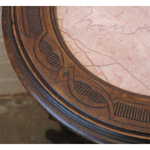 Carved Table with Marble Inset Top | Chairish