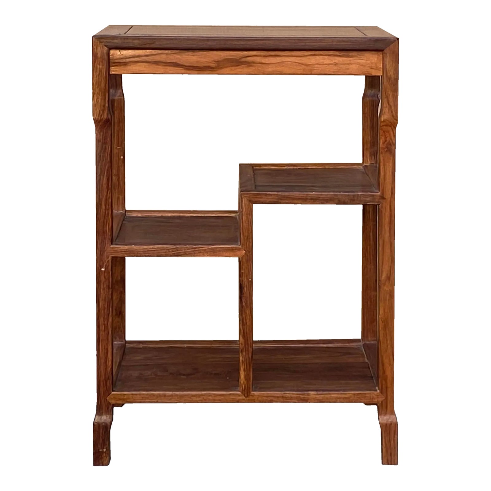 Chinese Huali Light Brown Rectangular Curio Display Stand Side Table ...