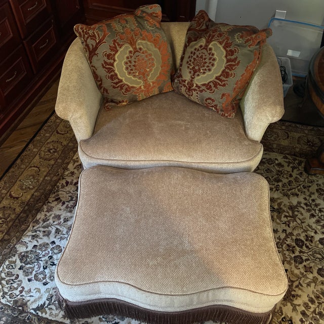 Contemporary Taylor King Adriana Chair & Ottoman Set | Chairish