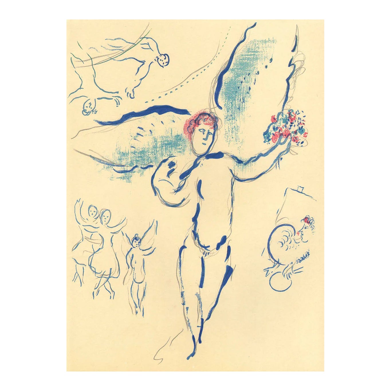 1966 Chagall Sketch of Firebird Lithograph Paris Opera | Chairish