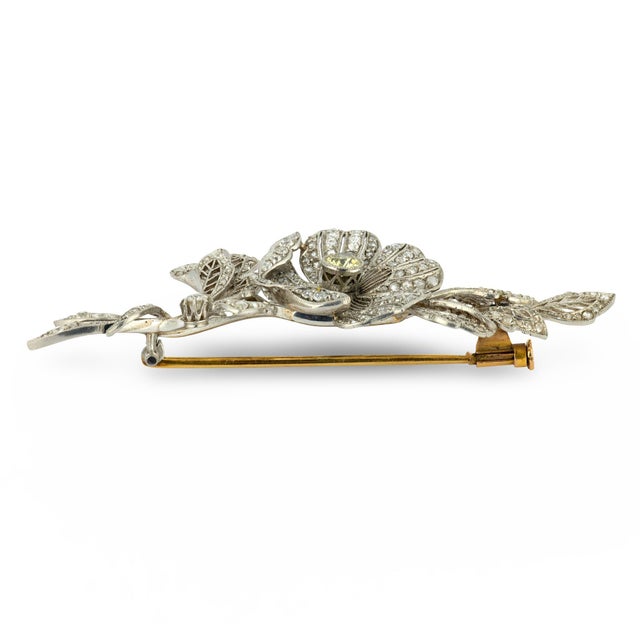 1910s Edwardian Old European Cut Diamond Flower Platinum Brooch | Chairish