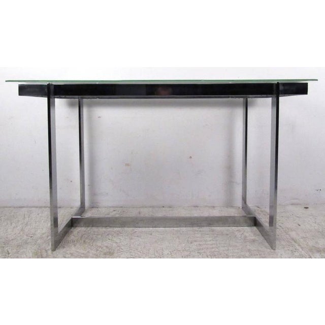 Vintage Modern Chrome and Glass Console Table | Chairish