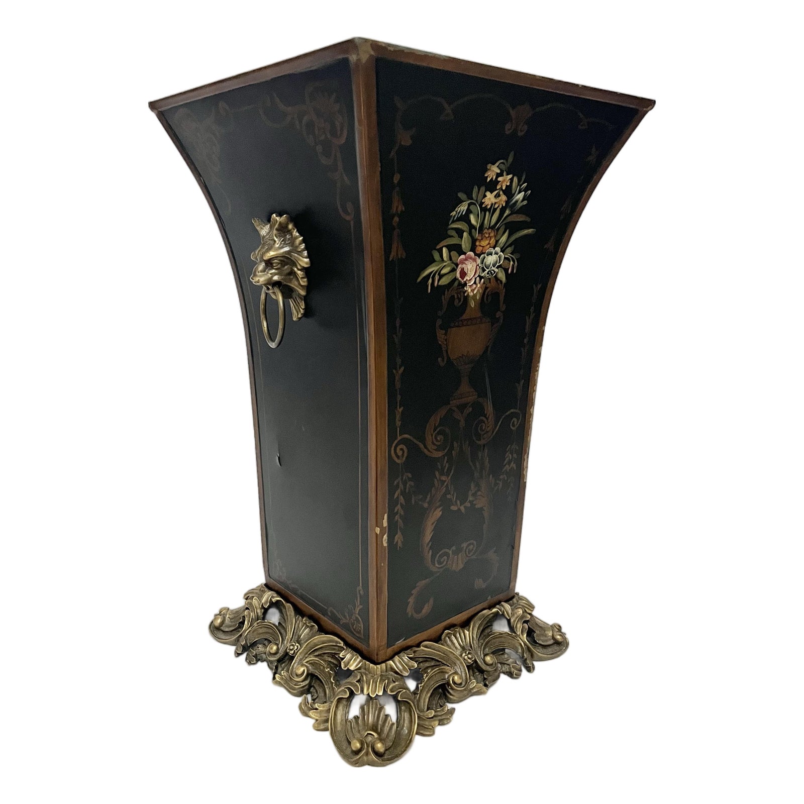Vintage Chelsea House Hand-Painted Umbrella Stand — Black & Gold ...