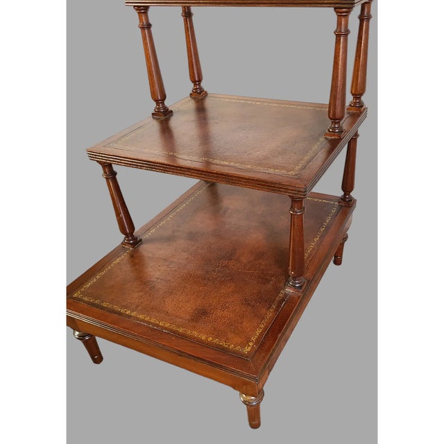 Early 20th Century Antique Leather Top Three Tiered Library Steps ...
