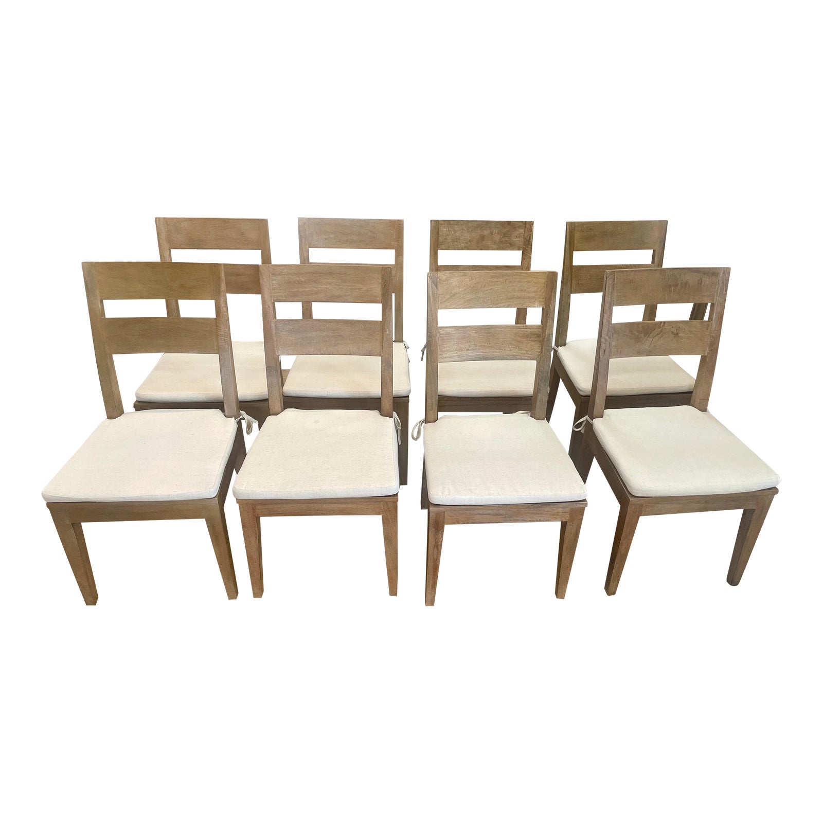 Crate & Barrel Wood Dining Chairs - Set of 8 | Chairish