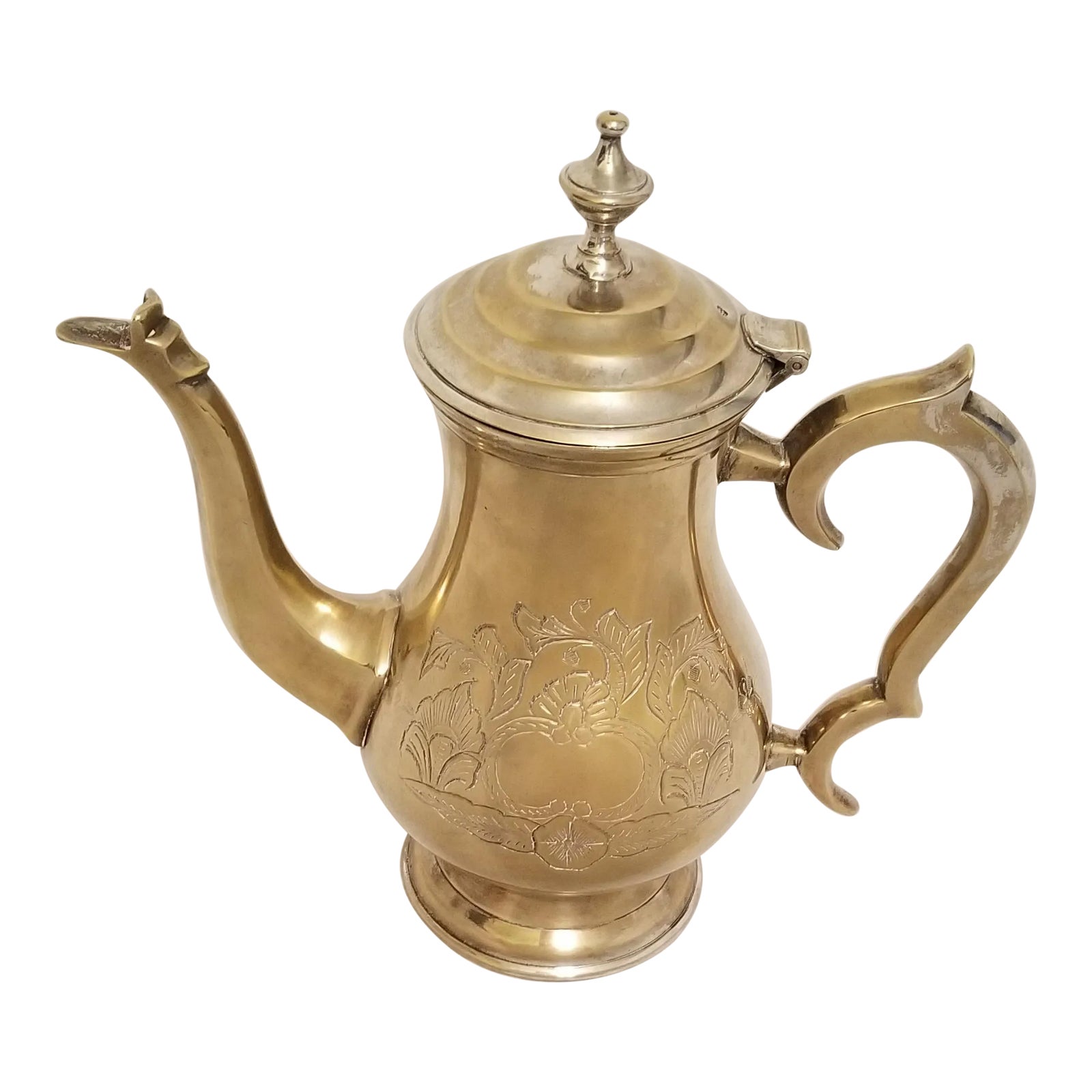 Vintage E.P.N.S. England Floral Etched Silver Teapot | Chairish