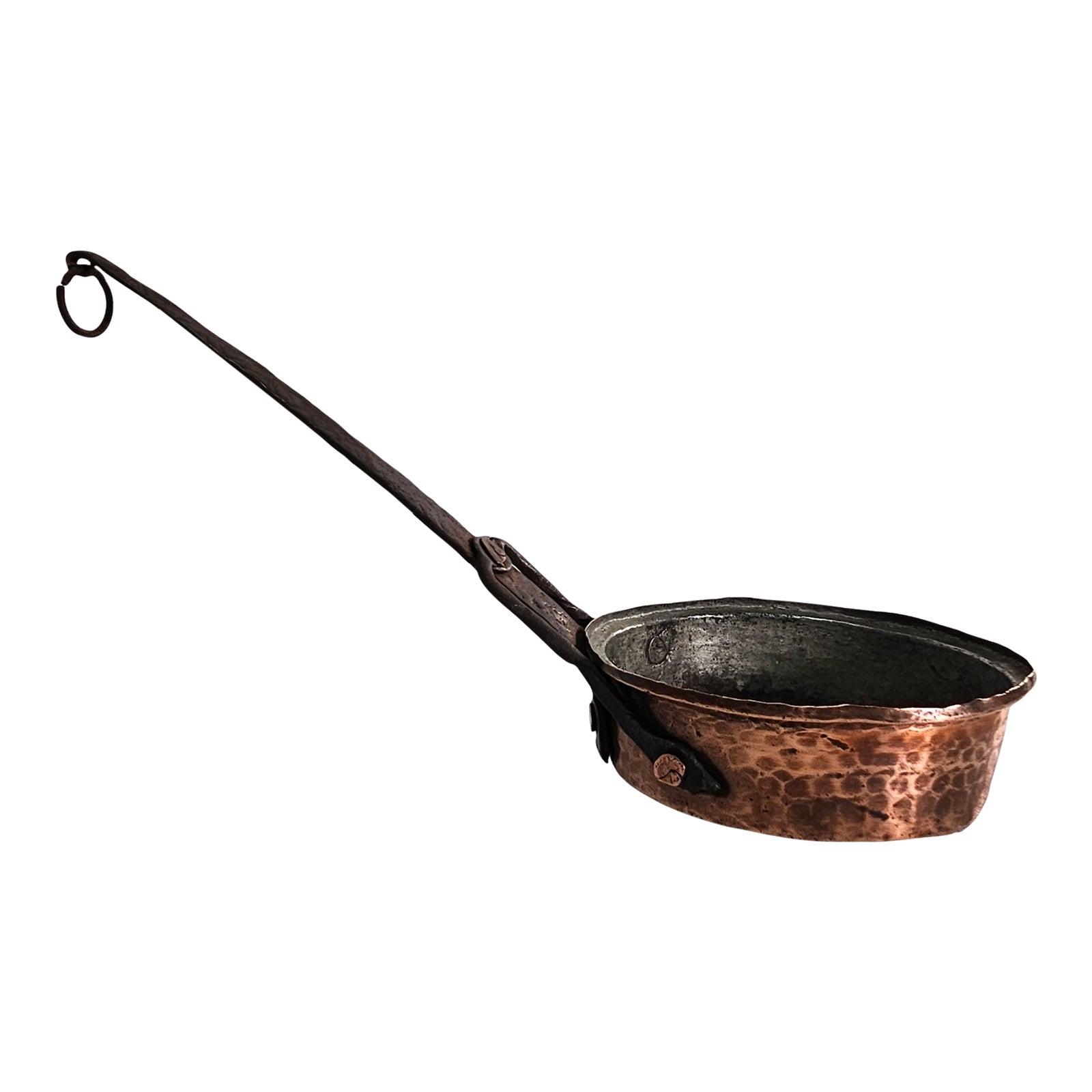 Hand Forged Copper Skillet Frying/Saute Pan Iron Handle | Chairish
