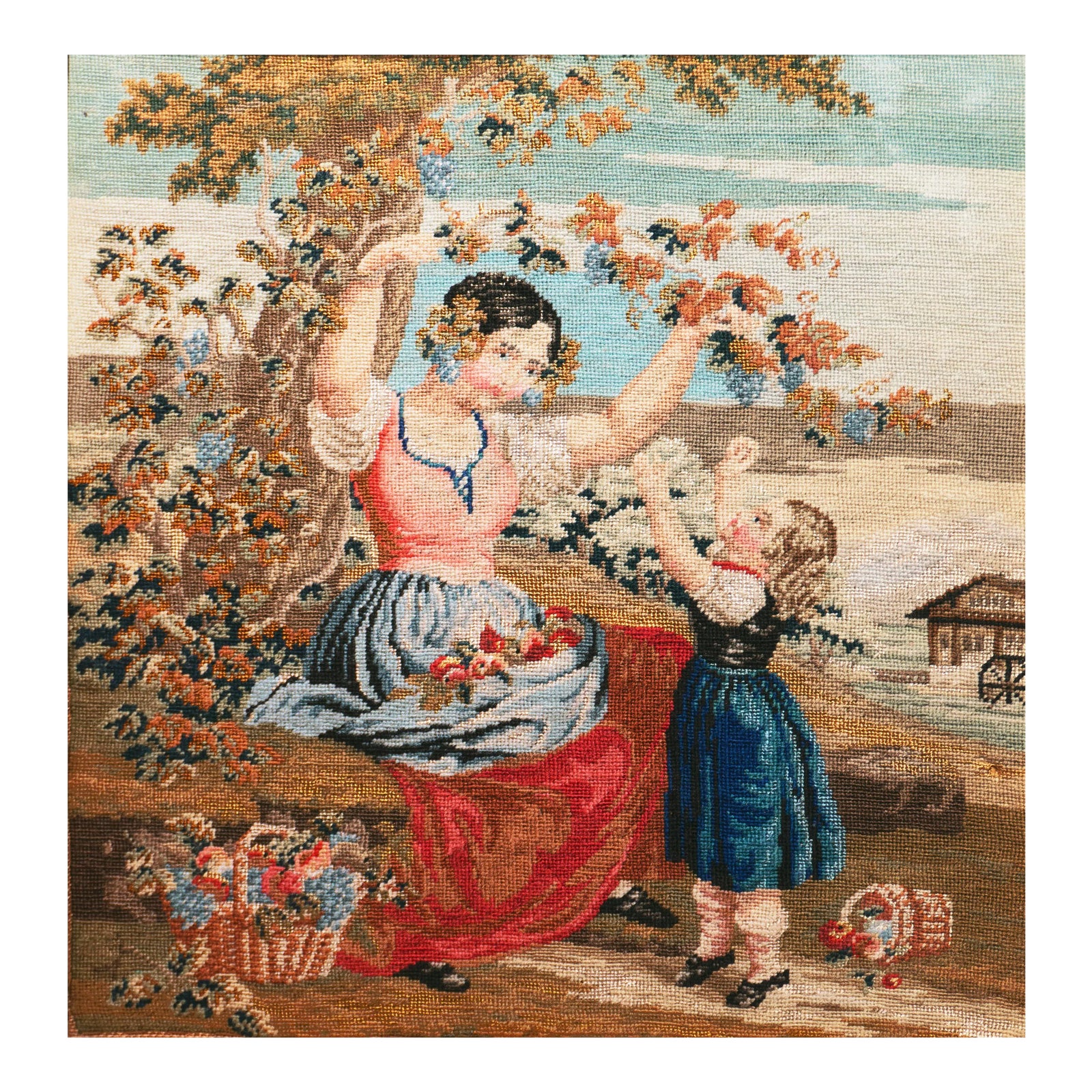 'The Hanging Bough', 19th Century American School, Figural Petit-Point ...