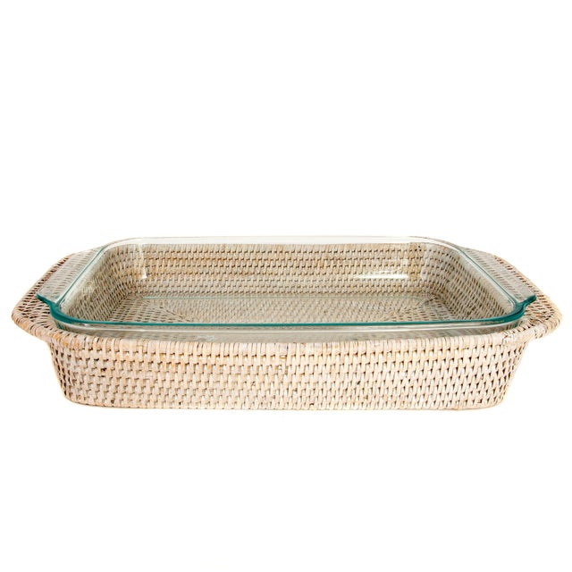 Artifacts Rattan Rectangular Pyrex Holder | Chairish