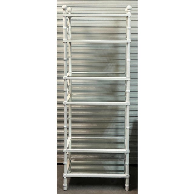 1970s Neo-Classical Style White Faux Bamboo Etageres / Shelves ...