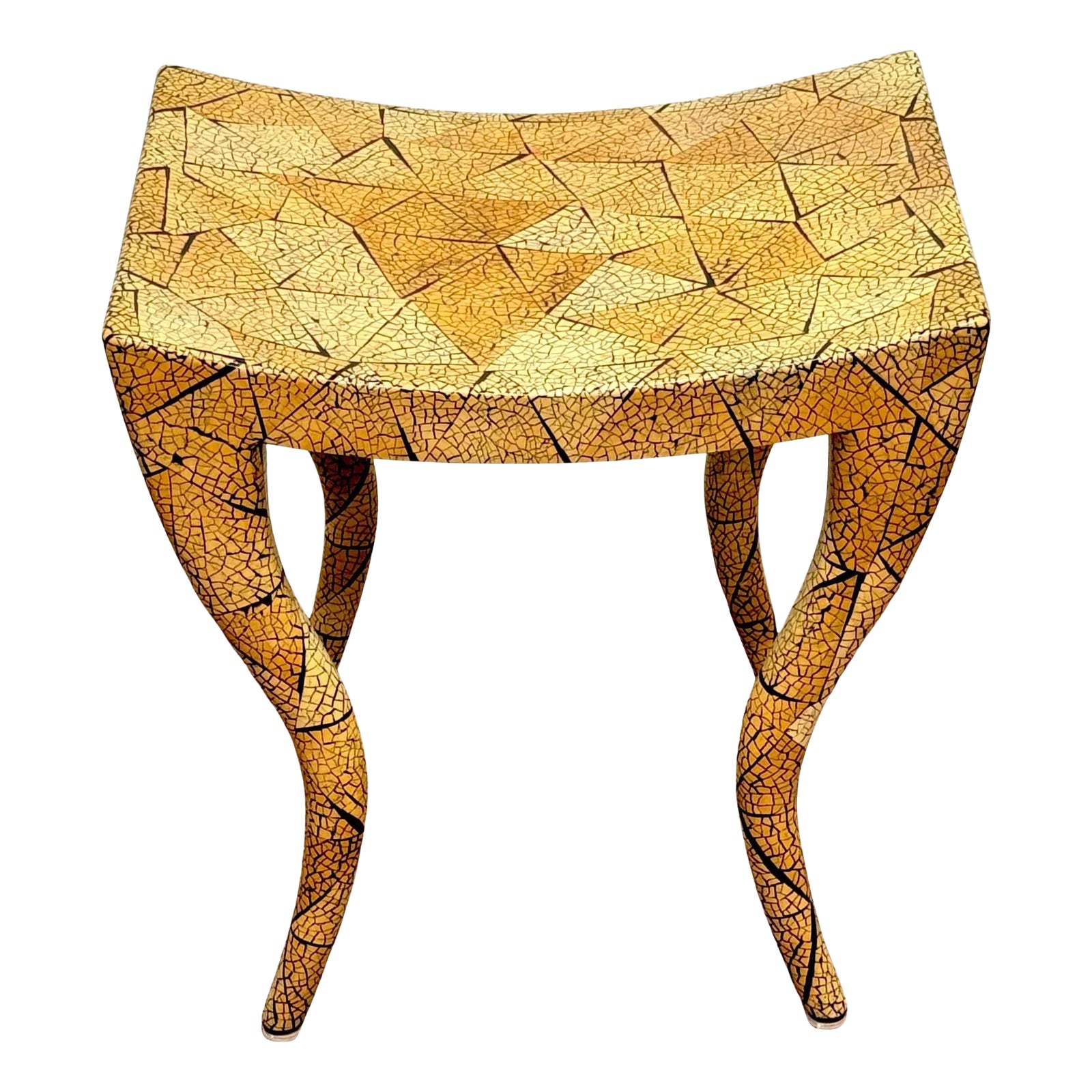 English Modern Exotic Crackle Lacquered Sculptural Bench, R&Y Augousti ...