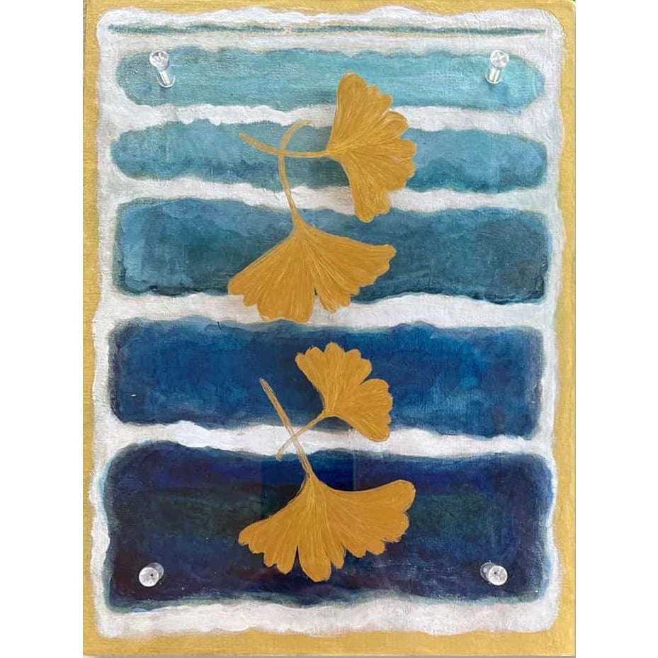 Kathleen Kane-Murrell, Mixed Media Abstract Gingko Leaves, "Perspective ...