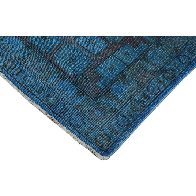 1990s Shabby Chic Over Dyed Blue Wool Large Rug | Chairish