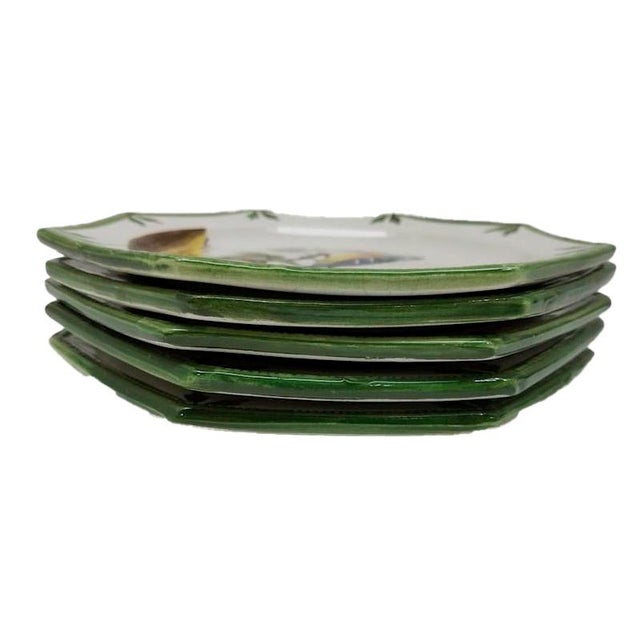 Mid 20th Century Meiselman Set of 5 Italian Crackleware Octagonal Bird ...