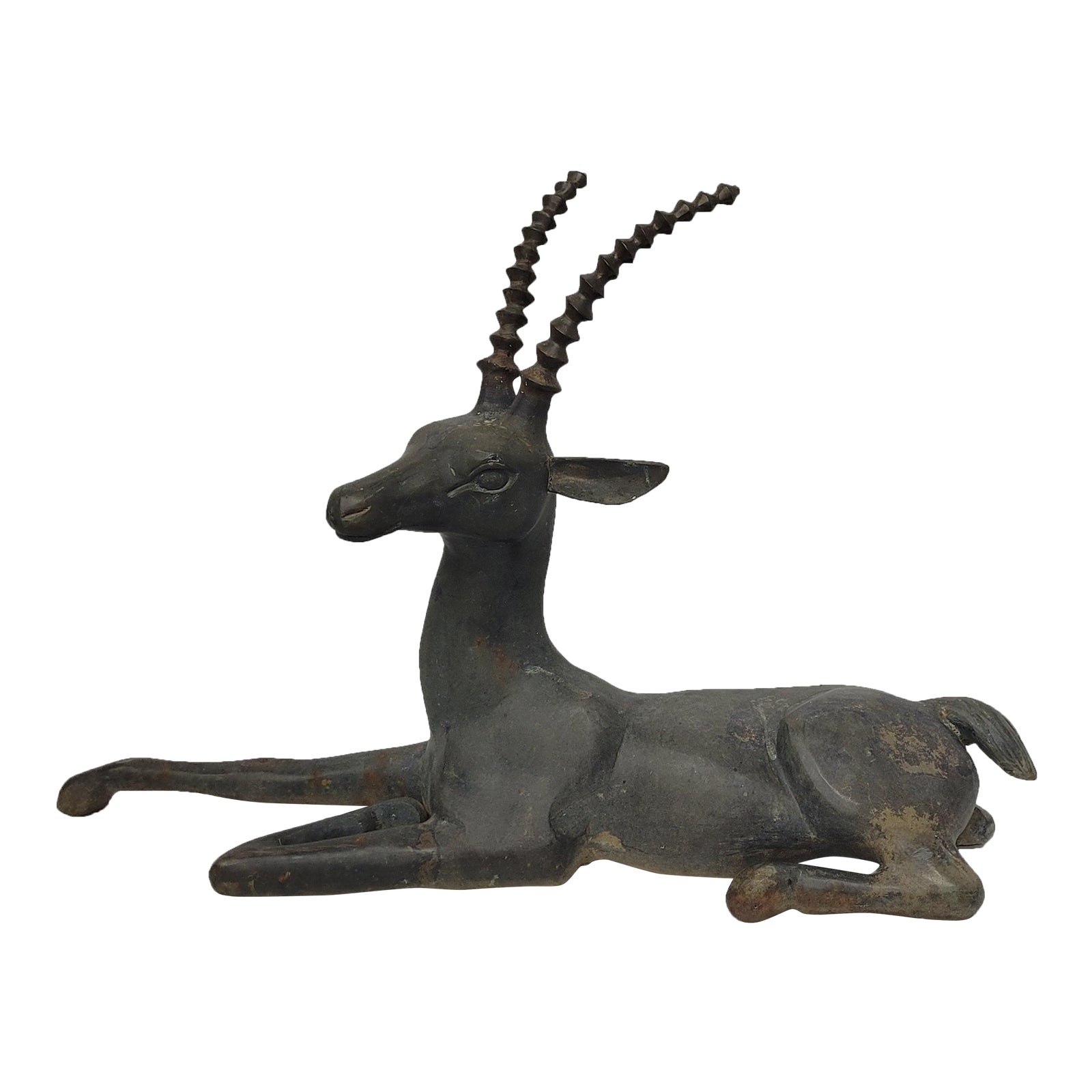 Vintage Large Brass Floor Gazelle Statue | Chairish