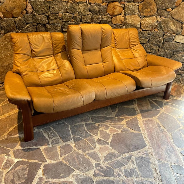 Ekornes Sleek Stressless Reclining Sofa | Chairish