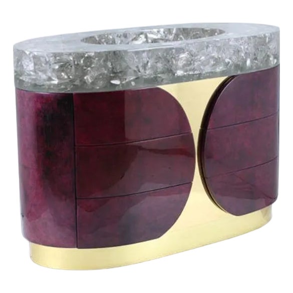 Citron Bathroom Vanity Cabinet-Hand-Dyed Eggplant Goatskin With Crystal ...