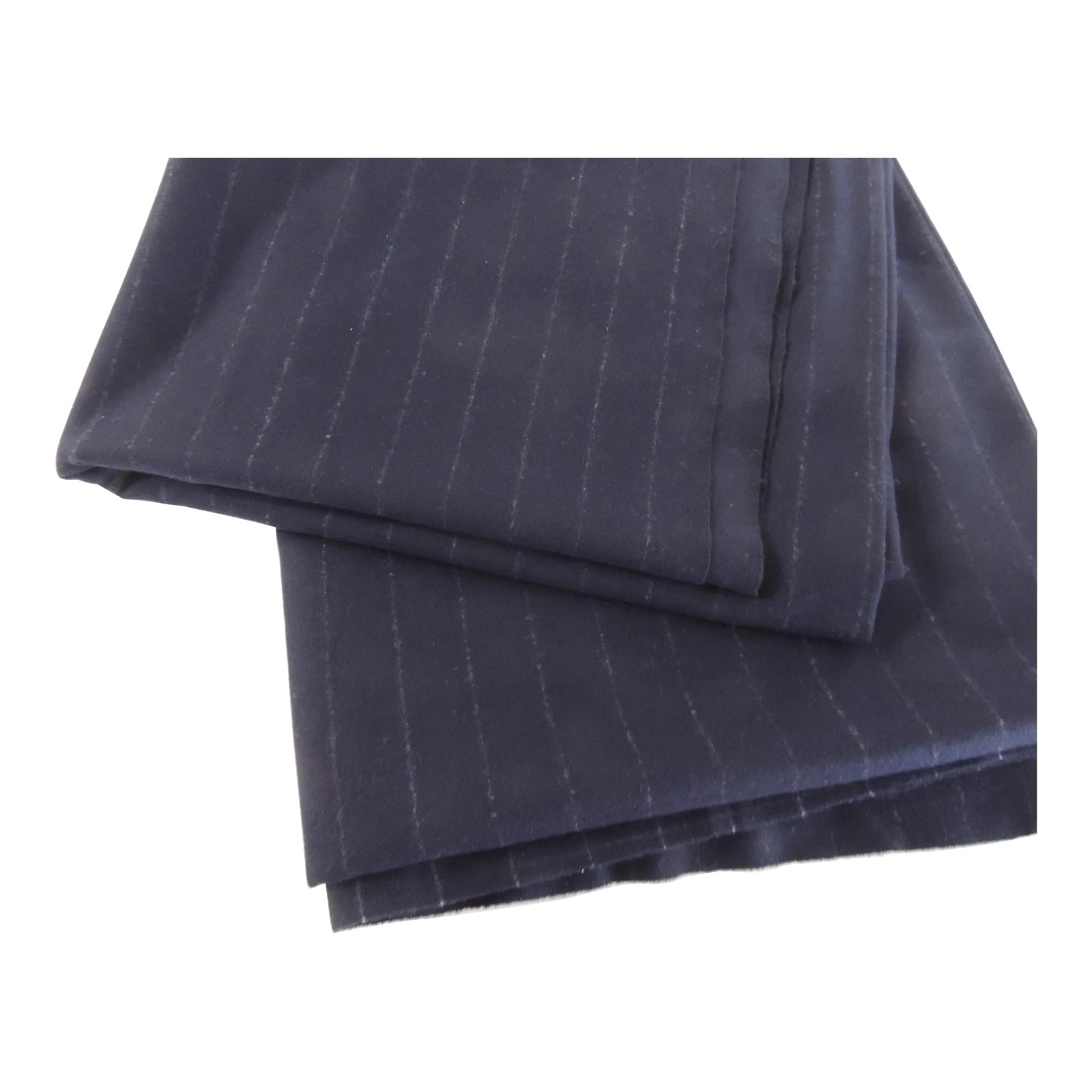 Navy Blue Pinstripes Men's Suiting Loro Piana Wool Fabric | Chairish