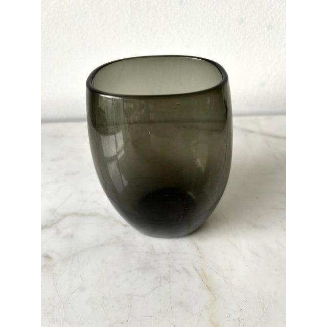 Mid Century Smoke Glass Vase | Chairish