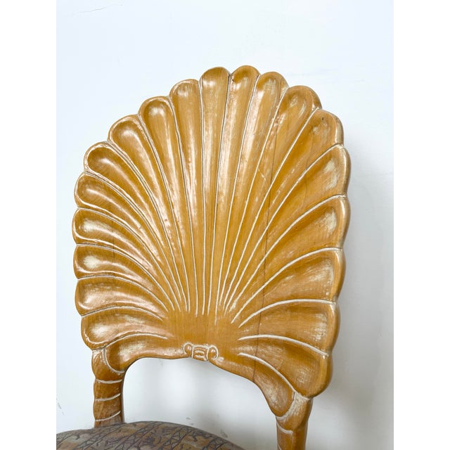 Vintage Carved Wood Grotto Shell Chair | Chairish
