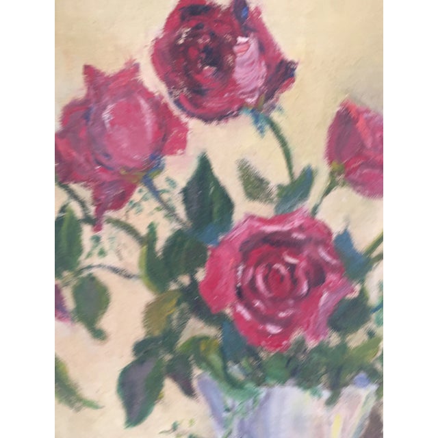 Circa 1944 Red Roses Still Life Oil Painting by Dorothy Stratton | Chairish