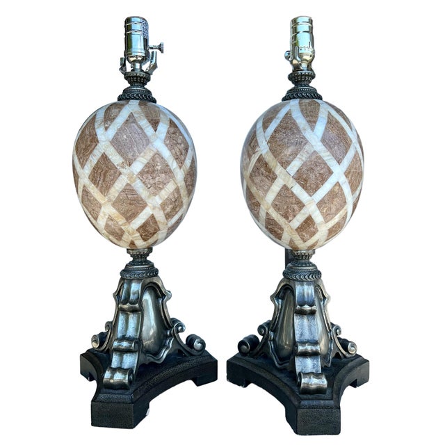 Pair of Neoclassical Style Tessellated Stone Lamps. | Chairish
