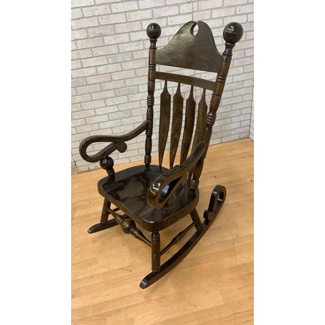 Late 20th Century Vintage Yugoslavian High Back Wood Rocking Chair ...